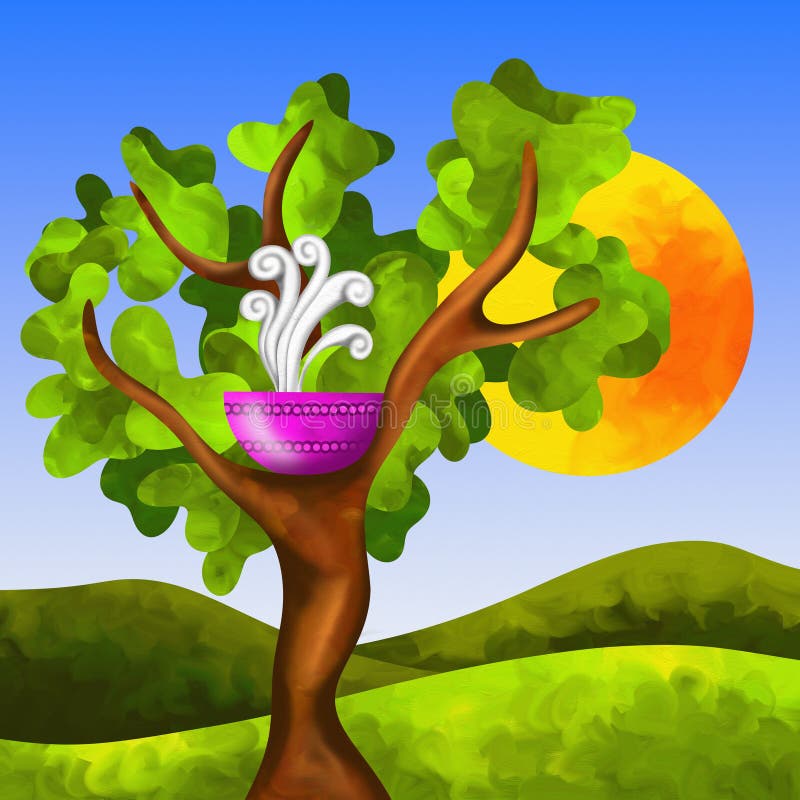 Cup of tree stock illustration. Illustration of smoke - 30037610