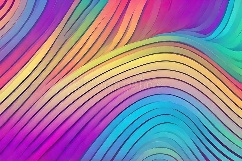 Abstract Background with Curled Linear Rainbow Pattern Stock ...
