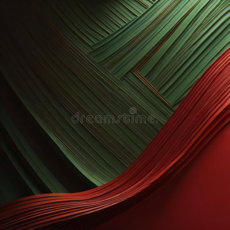 Abstract Background of Curved Lines in Red and Green Colors. Generative ...