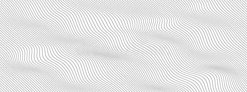 Abstract Background of Curving Wavy Lines. Deformed Horizontal Gray ...