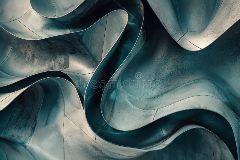 Abstract Background, Curvy Gradient Metal Forms Stock Illustration ...
