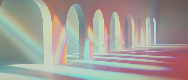 Abstract Background of 3D Arches with Dramatic Light Rays Creating ...