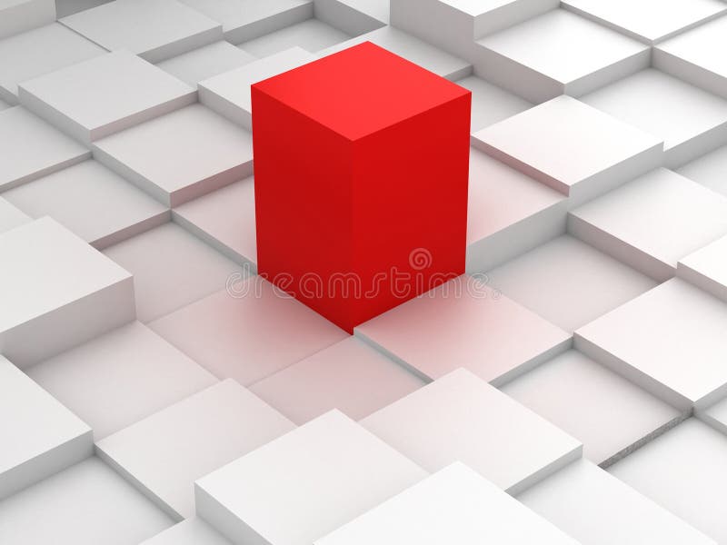 Abstract Background of 3d Blocks and Red Cube Stock Illustration ...