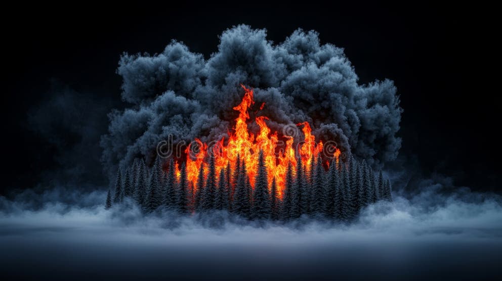 Abstract Background with 3D Fire and Smoke Design Stock Illustration ...