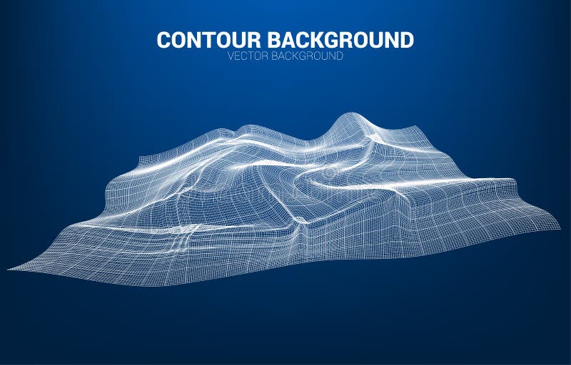 Digital Contour Curve Line and Wave with Wireframe . Stock Vector ...