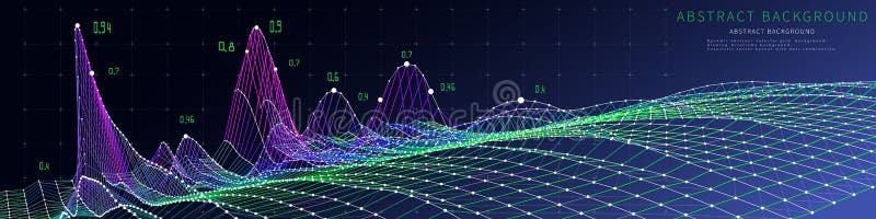 Abstract Background with 3d Grid Color on Blue. Big Data. Technology ...