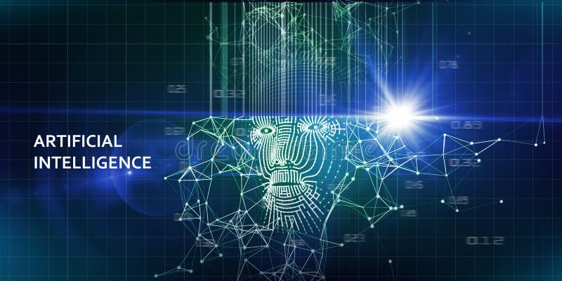 Abstract Background with 3d Grid Face. Artificial Intelligence Concept ...