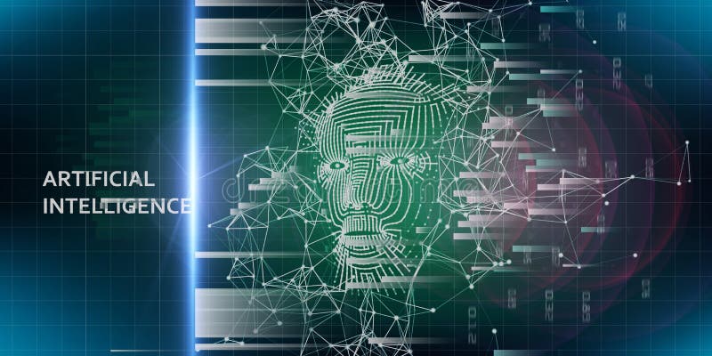 Abstract Background with 3d Grid Face. Artificial Intelligence Concept ...