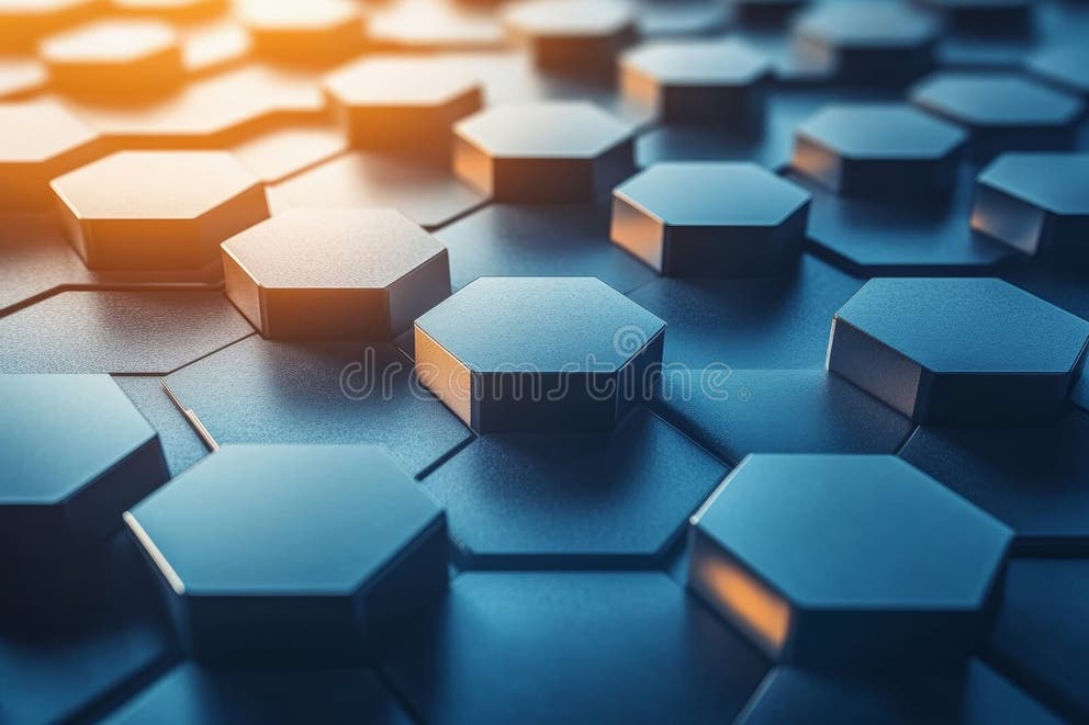 Abstract Background, 3D Hexagonal Technology Design Featuring Glowing ...
