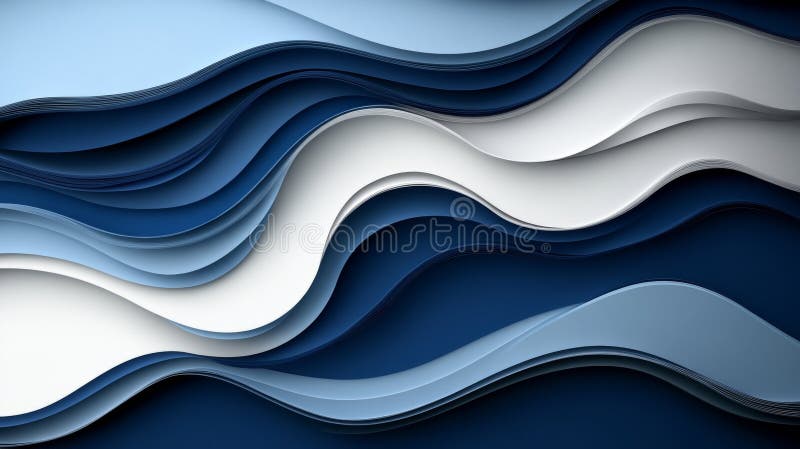 Abstract Background, 3D Layered Wave Pattern Design, Elegant Blue and ...