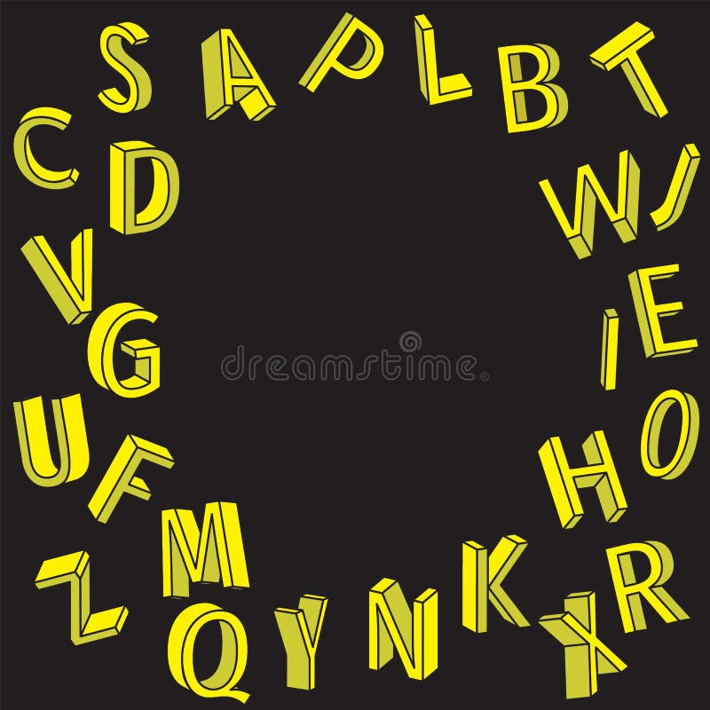 Abstract Background with 3d Letters. Round Frame Consisting of Three ...