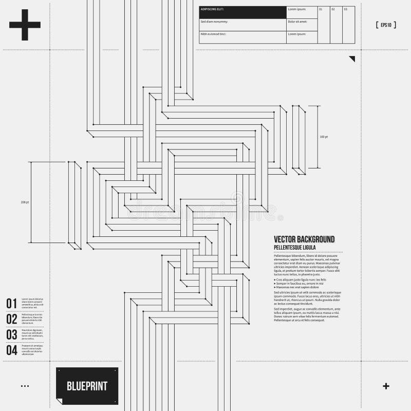 Abstract Background with 3d Lines and Stripes in Draft Style Stock ...