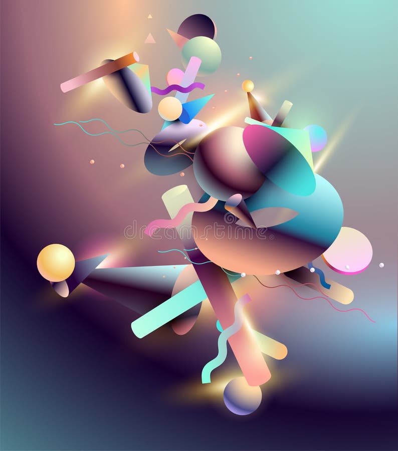 Abstract Background of 3D Primitive Geometric Shapes Stock Vector ...