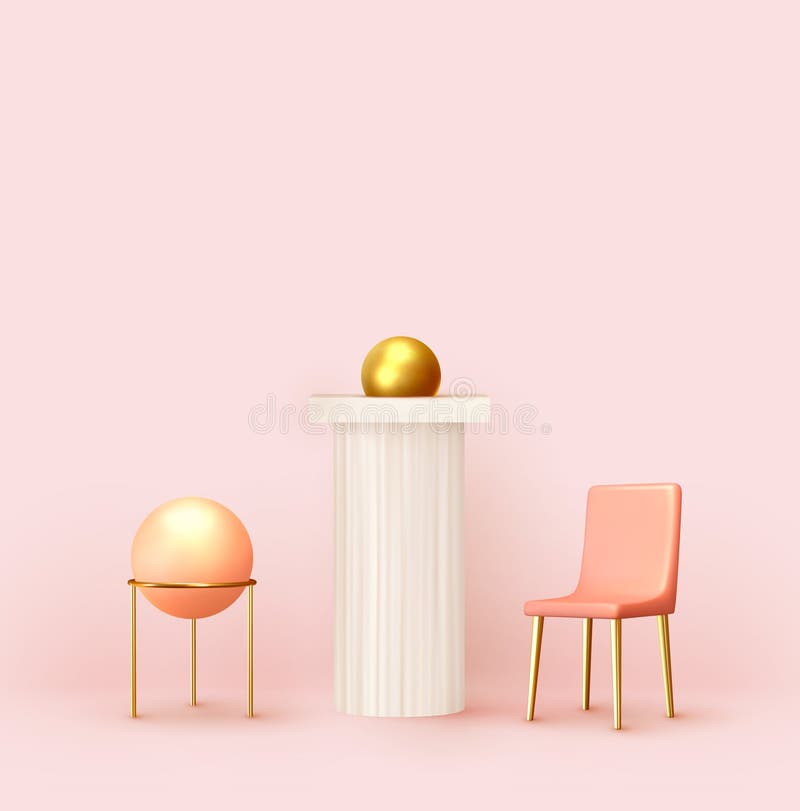 Abstract Background with 3d Realistic Objects Design. Interior Art ...