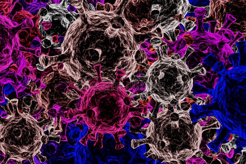 3d Render with Multi-colored Virus Stock Illustration - Illustration of ...