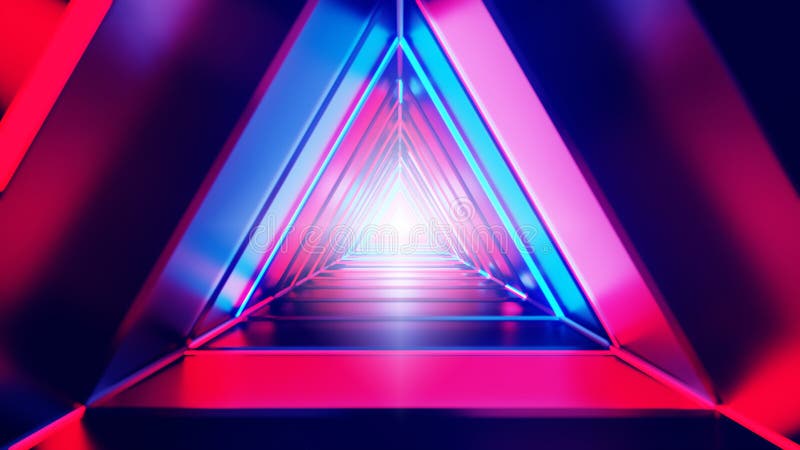 Abstract Background 3D Rendering. Neon Lights into Digital Technology ...