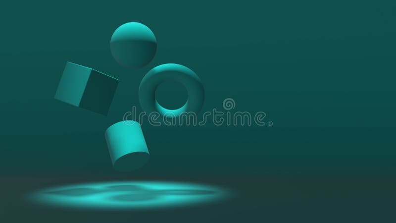 Abstract Background with 3D Shapes Floating in Zero Gravity and ...