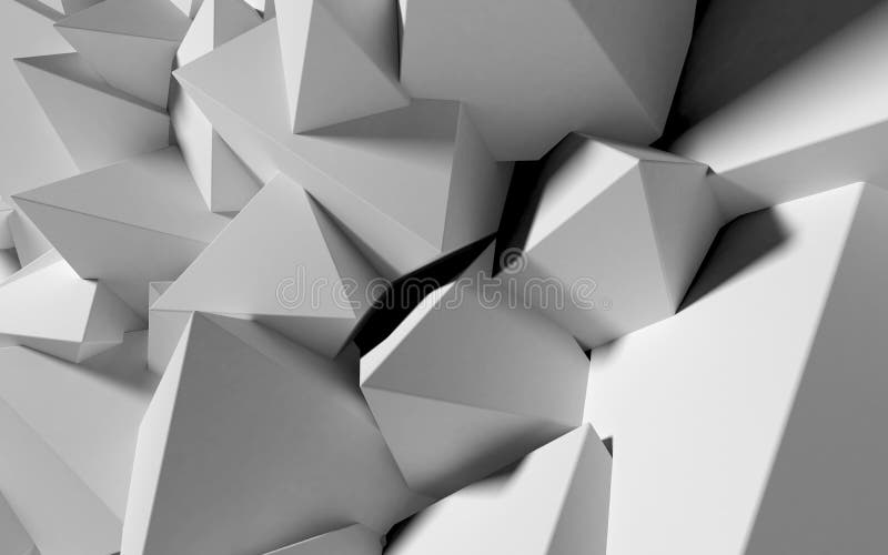 Abstract Background with White 3D Shapes Flying in the Light As a Messy ...