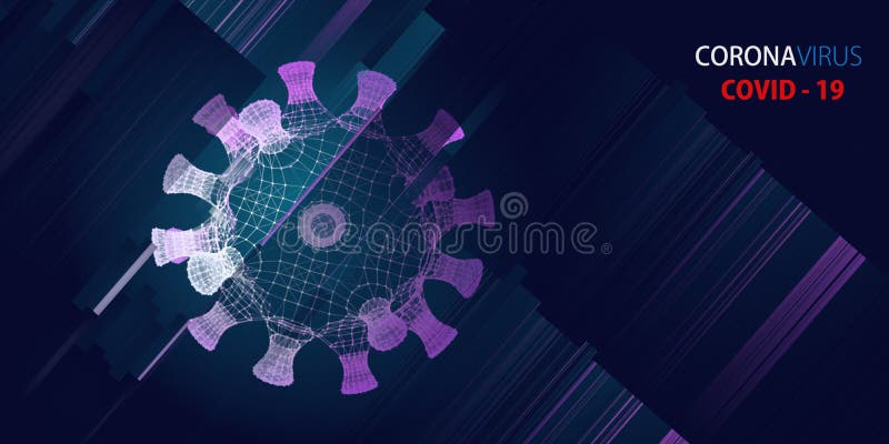 Abstract Background with 3d Virus in Wire Style and Blurred Lines ...