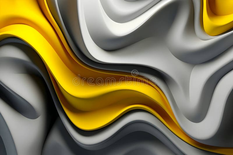 Abstract Background with 3D Yellow and Grey Waves Stock Vector ...