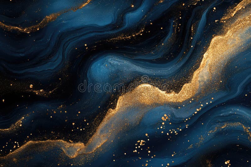 Abstract Background with Dark Blue and Gold Hues Stock Illustration ...
