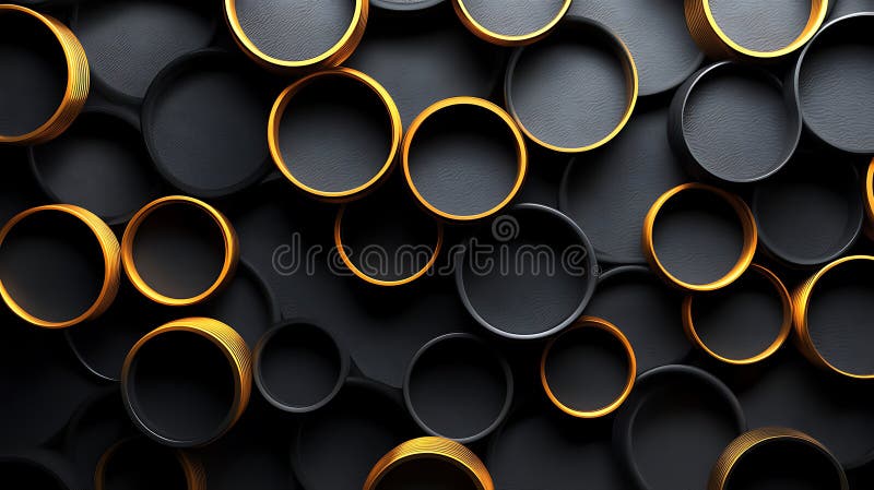 Abstract Background of Dark Circles with Golden Rings Creates a ...