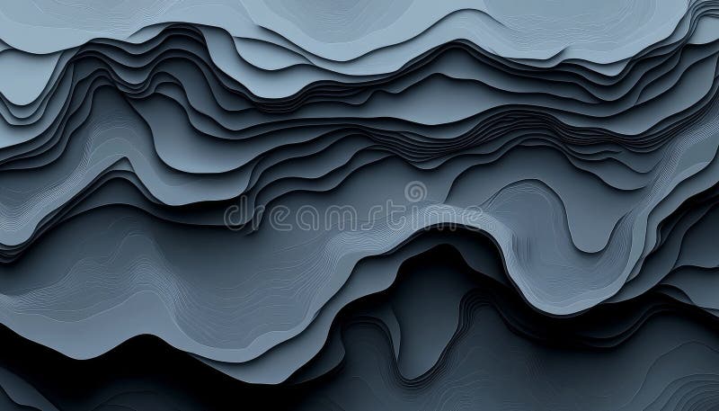 Abstract Background, Dark Grey 3D Topographic Contour Lines, Minimalist ...