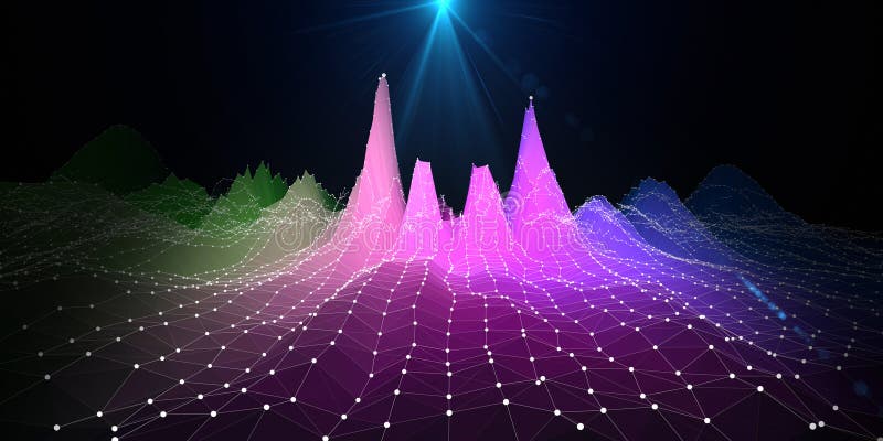 Abstract Background Data Graph from Dots and Lines with Spot on Black ...