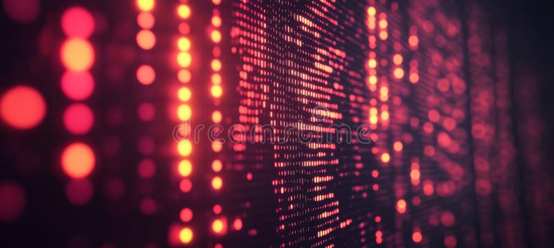 Abstract Background, Defocused Binary Data Stream on Computer. 3D Illustration, Dark Web Concept ...