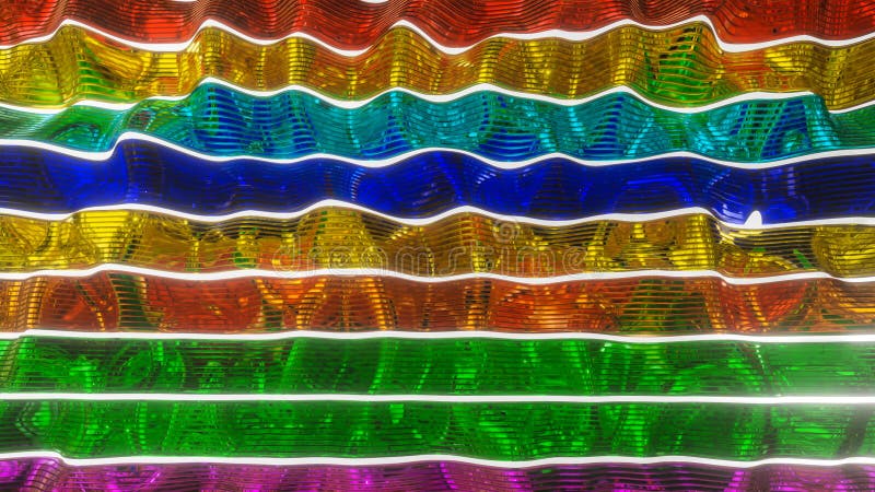 Abstract Background of Deformed Multicolored Stripes. 3d Render ...