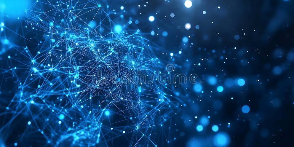 Abstract Blue Network Connection Background with Polygons and Shiny ...