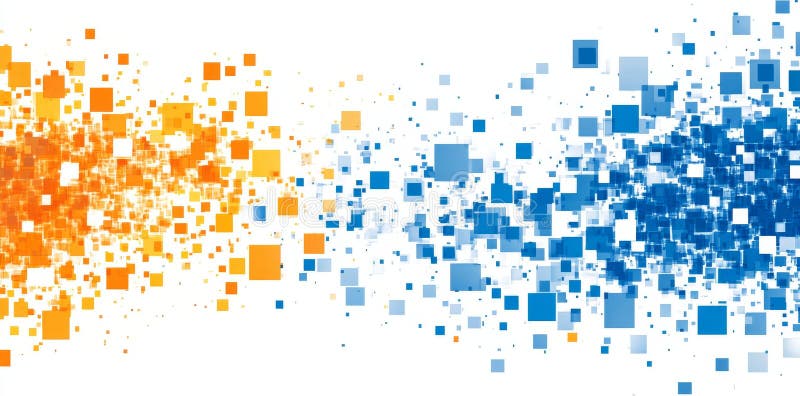 Abstract Background Design in Blue and Orange Pixels Isolated on White ...