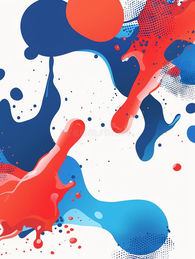 Abstract Background Design with Blue and Red Paint Splashes, Splatters ...