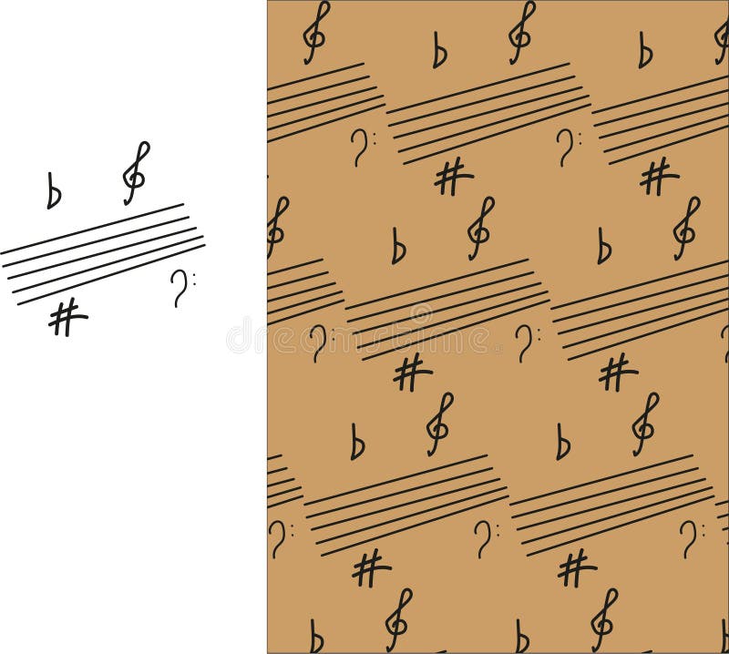 Abstract Background with Music Pitch and Musical Signs on a Brown ...