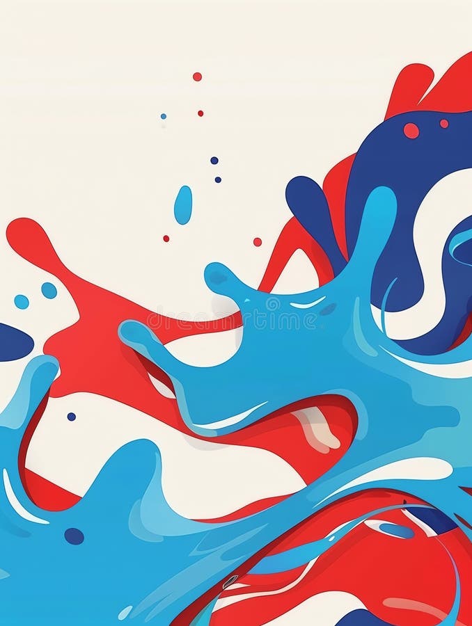 Abstract Background Design with Dynamic Splashes of Blue and Red Paint ...