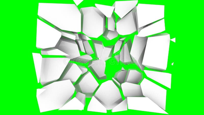 Abstract Background with the Destruction of the Wall. Green Screen ...