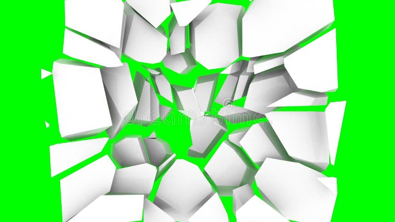 Abstract Background with the Destruction of the Wall. Green Screen ...