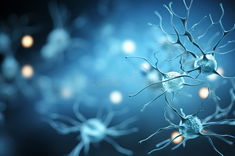 Abstract Background with Detailed Illustration of Neuron Cells and ... Abstract Background with Detailed Illustration of Neuron Cells and ...