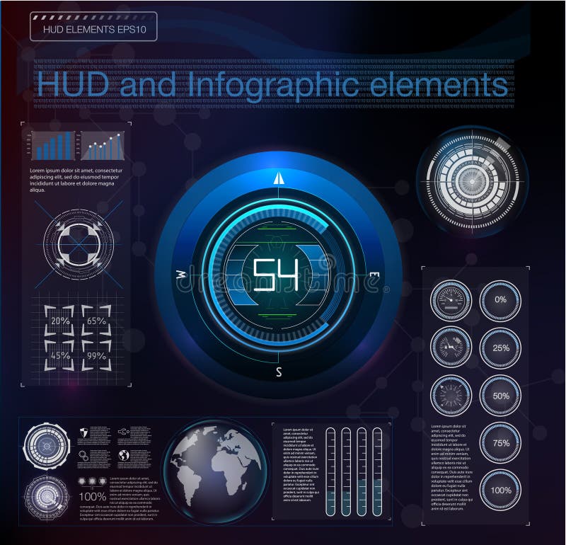 Abstract Background with Different Elements of the Hud. Hud Elements ...