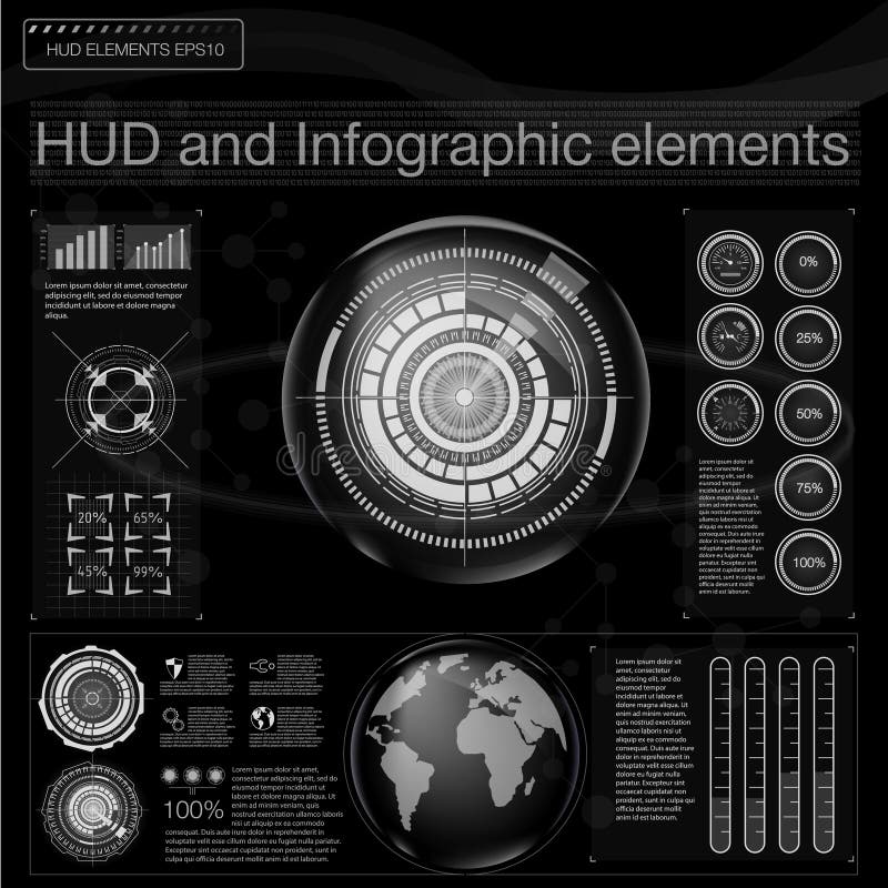 Abstract Background with Different Elements of the Hud. Hud Elements ...