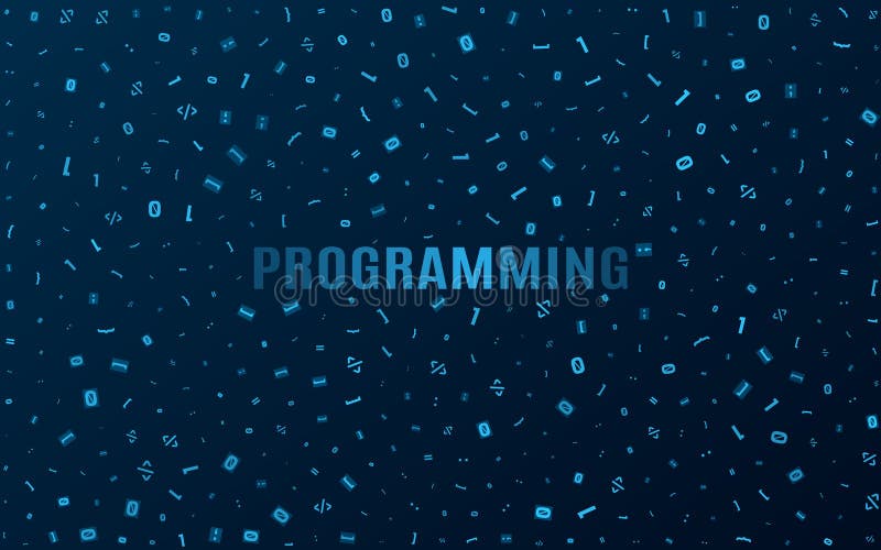 Abstract Background from Different Programming Symbols. Hi-tech and ...