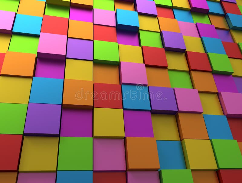 Abstract Background - Different Rainbowcolor Cubes Stock Illustration ...