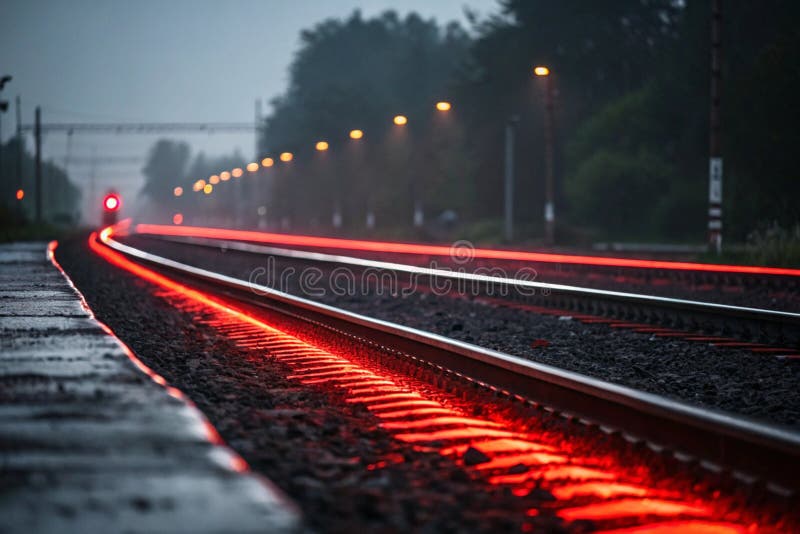 Abstract Background with Diffused Tracks of Bright Red and White Rays ...