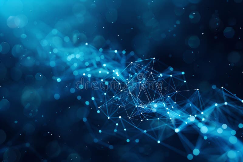 Abstract Background with Digital Connections and Data Flow, Dark Blue ...