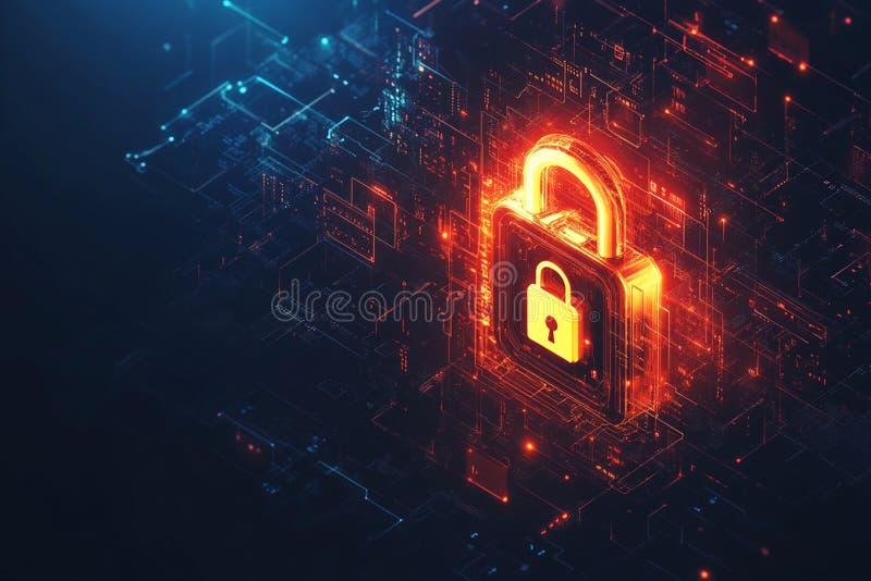 Abstract Background with Digital Locks and Cybersecurity Symbols on ...