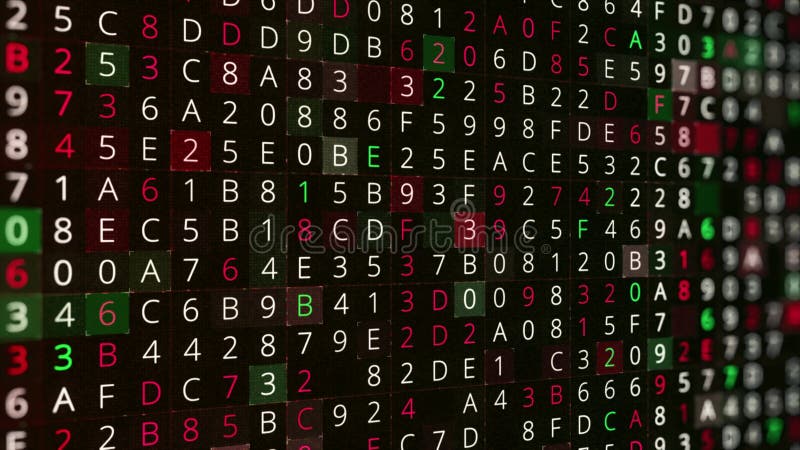 Abstract Background with Digital Numbers and Letters Randomly Blinking ...