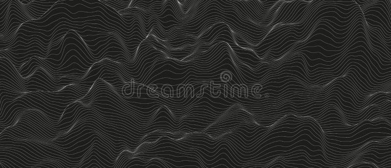 Abstract Background with Distorted Line Shapes on a Black Background ...