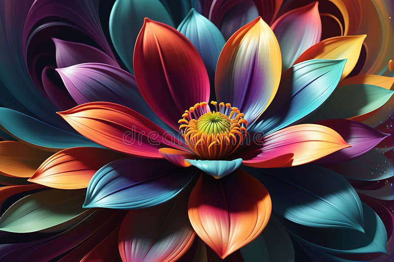 Abstract Background Dominated by Stylized Flower Swirls of Vibrant ...