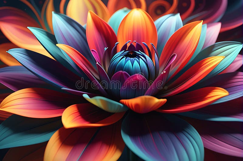 Abstract Background Dominated by Stylized Flower Swirls of Vibrant ...
