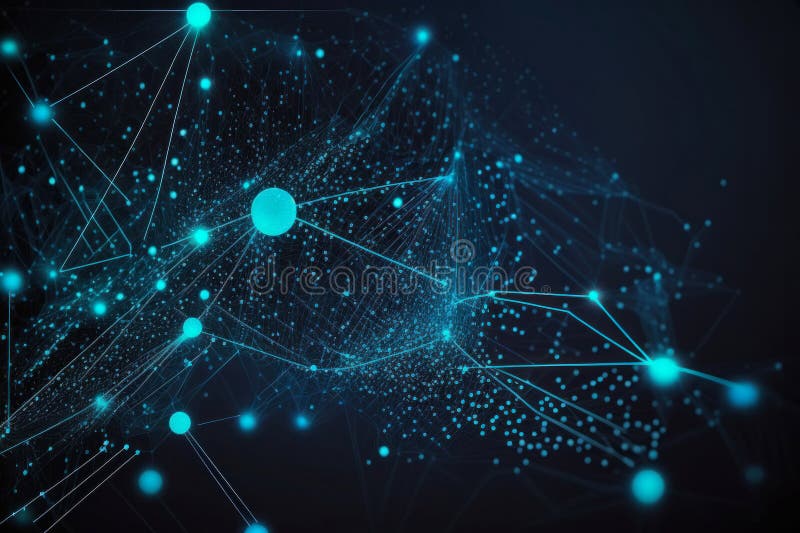 Abstract Background with Dots, Lines, Polygonal Shapes on Dark ...